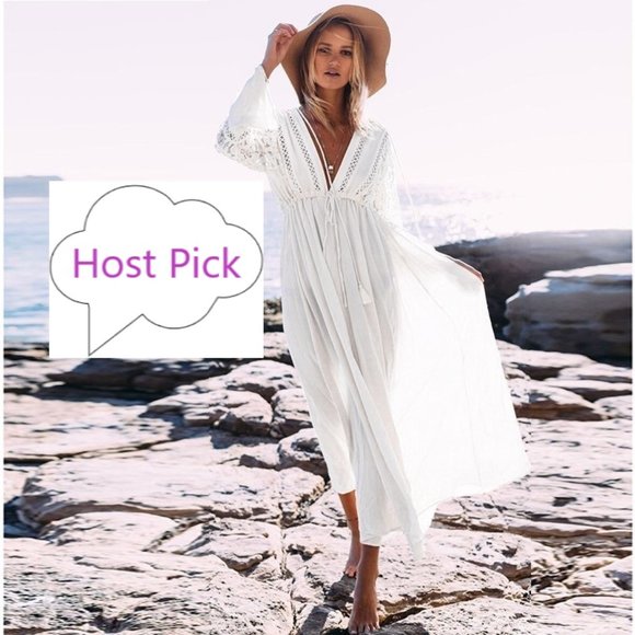 Swim | White Lace Swim Dress Beach Cover Up Dress Bikini Coverup Robe ...